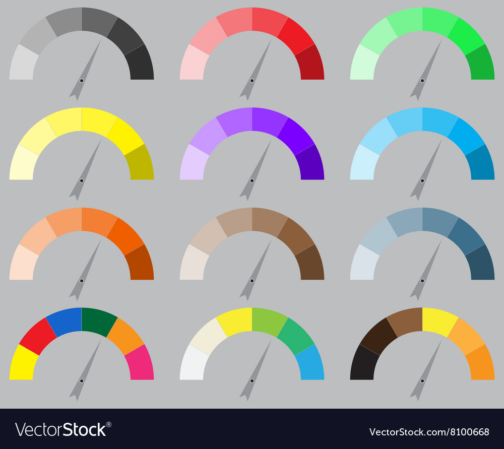Indicator bright color set with pointer needle Vector Image