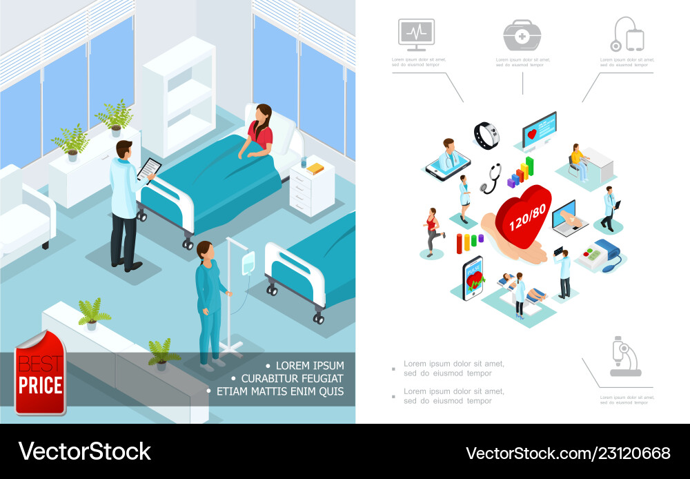 Isometric medical care concept Royalty Free Vector Image