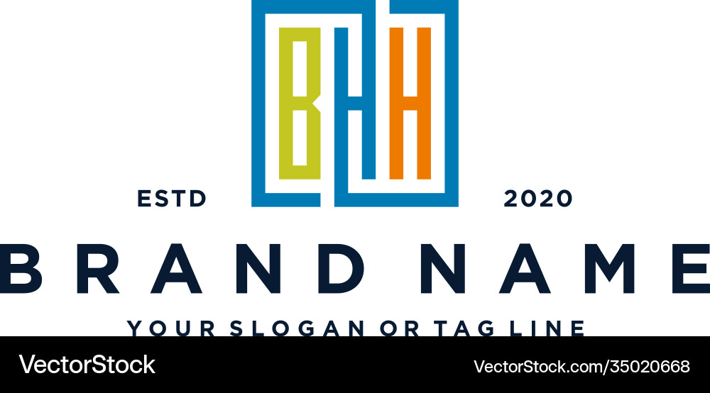 Letter bhh square colorful logo design Royalty Free Vector