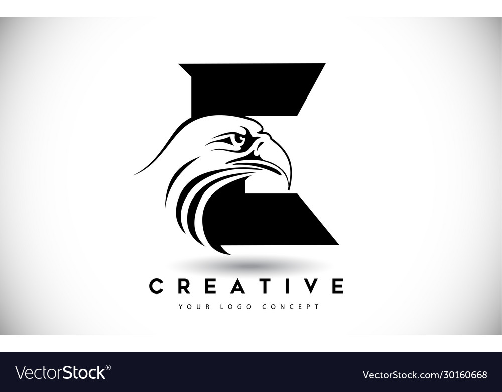 Letter e eagle logo with creative head Royalty Free Vector