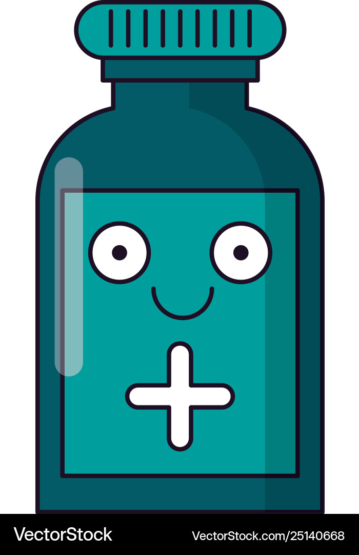 Medicine bottle cute cartoon Royalty Free Vector Image