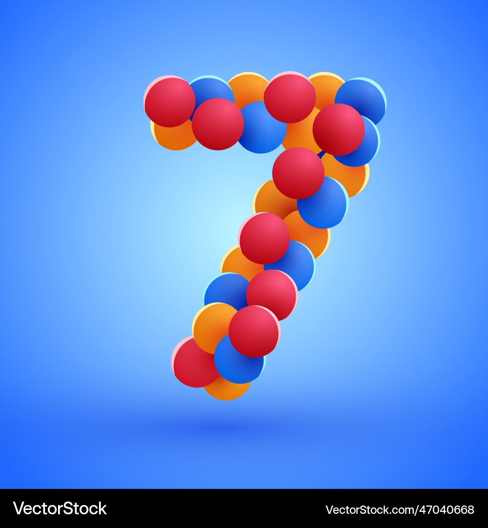 Number 7 made from multicolored festive balloons Vector Image