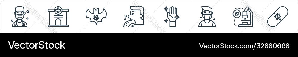 Pandemic line icons linear set quality line set Vector Image