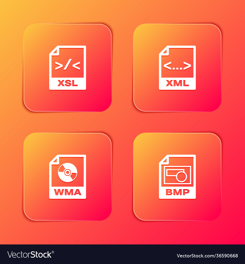 Set xsl file document xml wma and bmp icon Vector Image Set xsl file document xml wma and bmp icon Vector Image