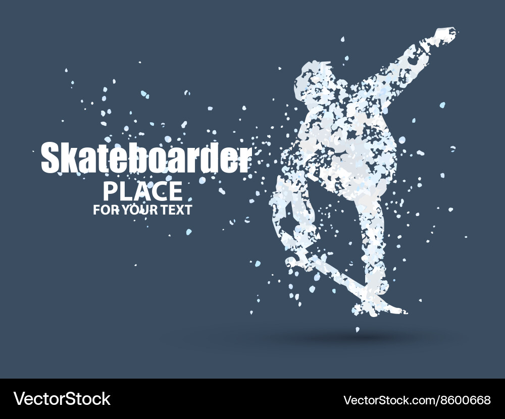 Skateboarder jump on skateboard particle Vector Image
