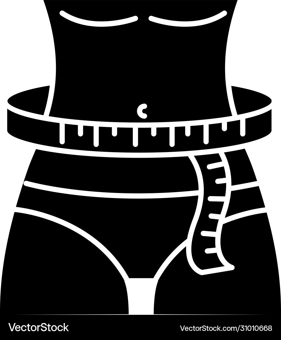 Waist circumference black glyph icon tailor Vector Image