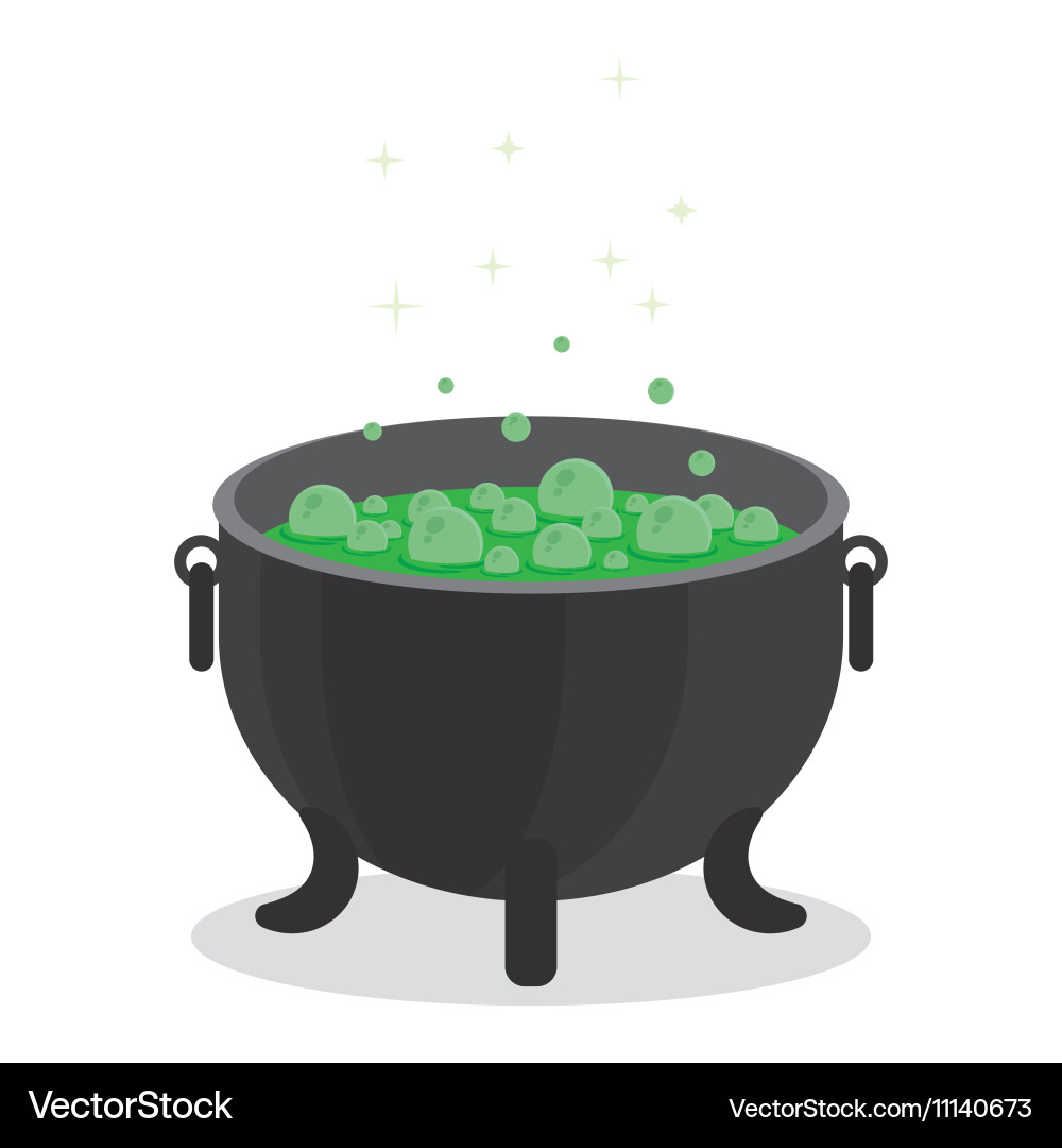 Cauldron of boiling green liquid Royalty Free Vector Image