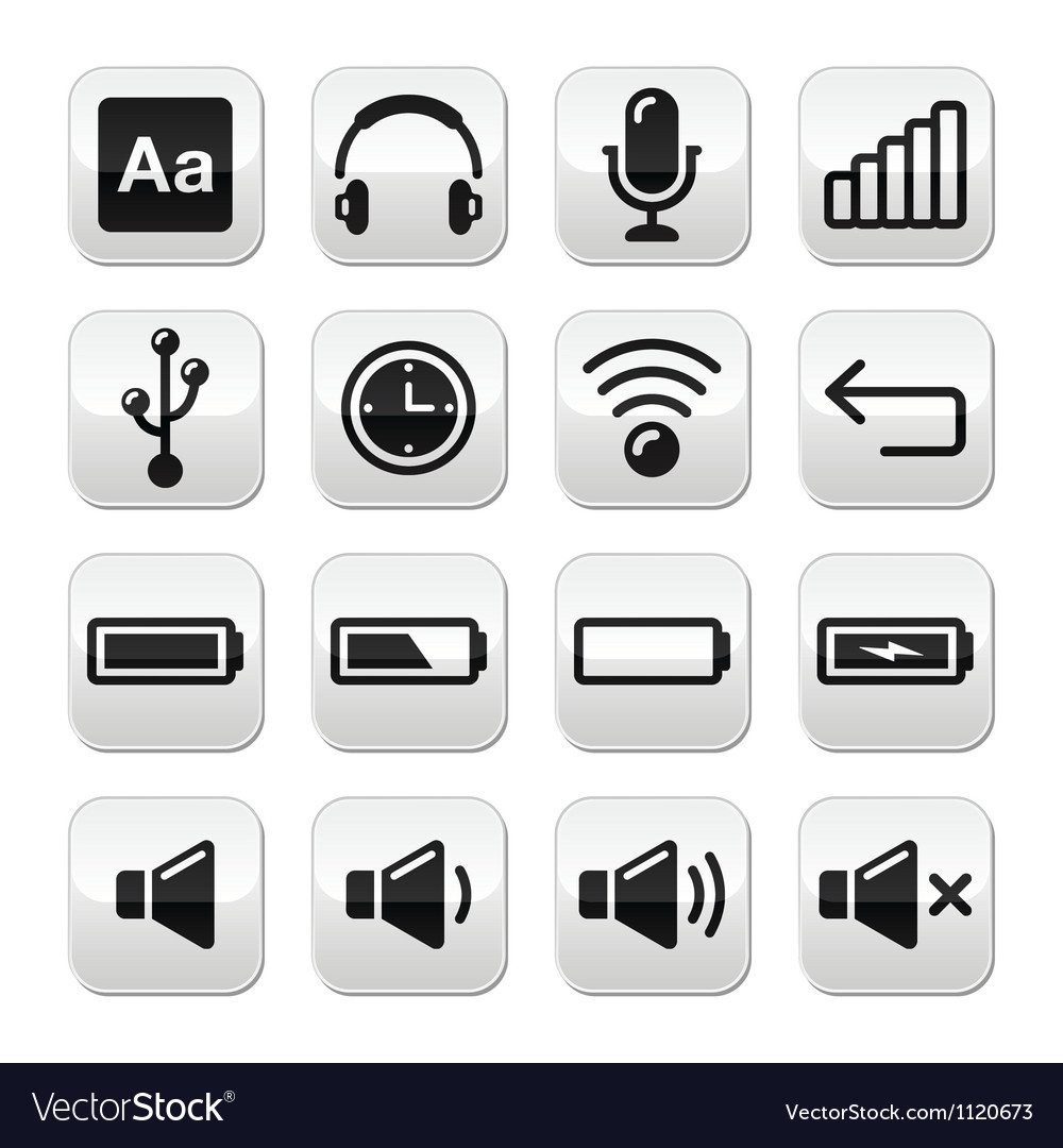 Celectronic device computer software buttons set Vector Image