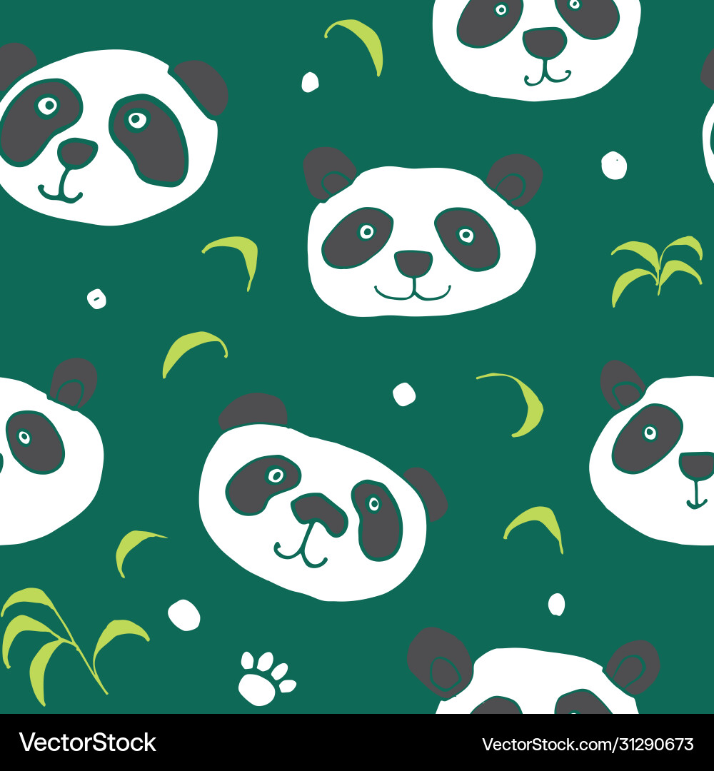 Cute panda bear seamless pattern animals Vector Image