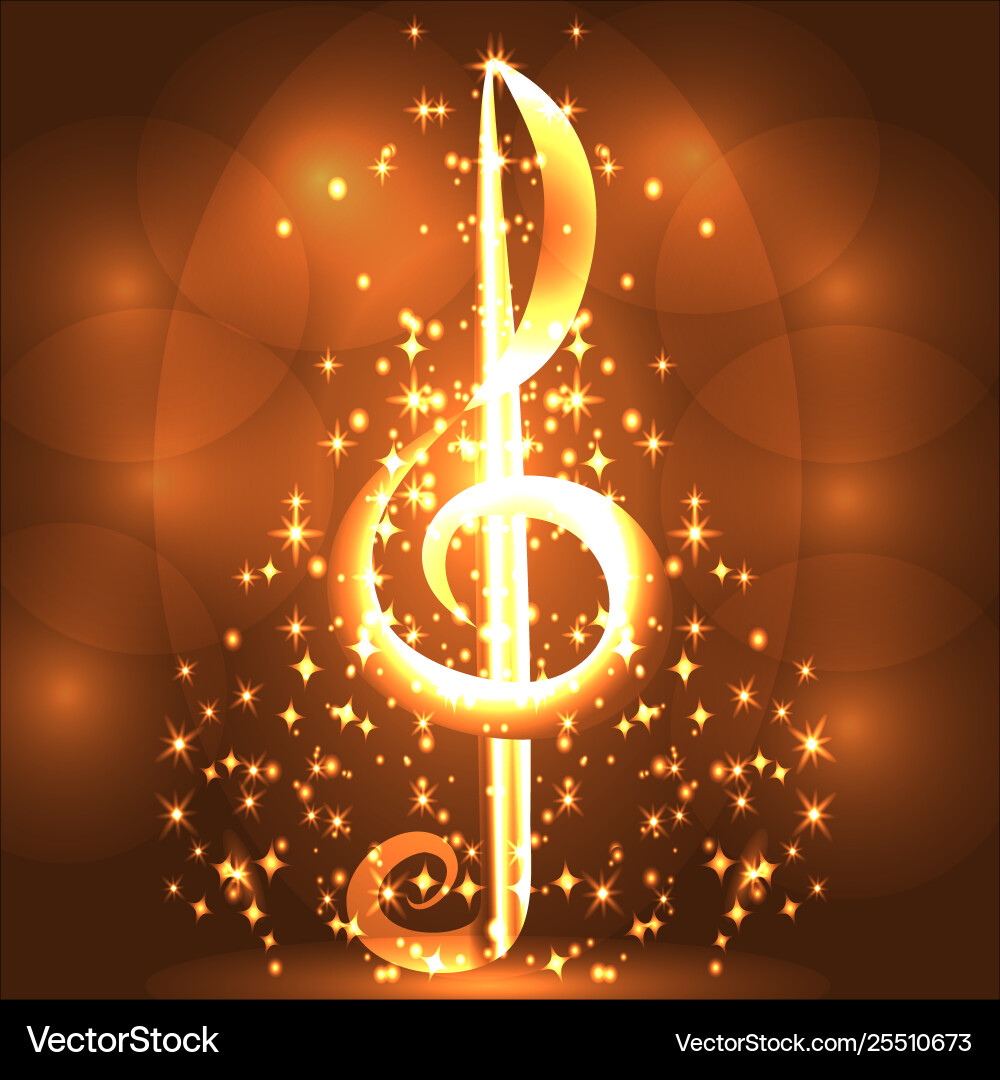 Elegant luminous contour treble clef Royalty Free Vector