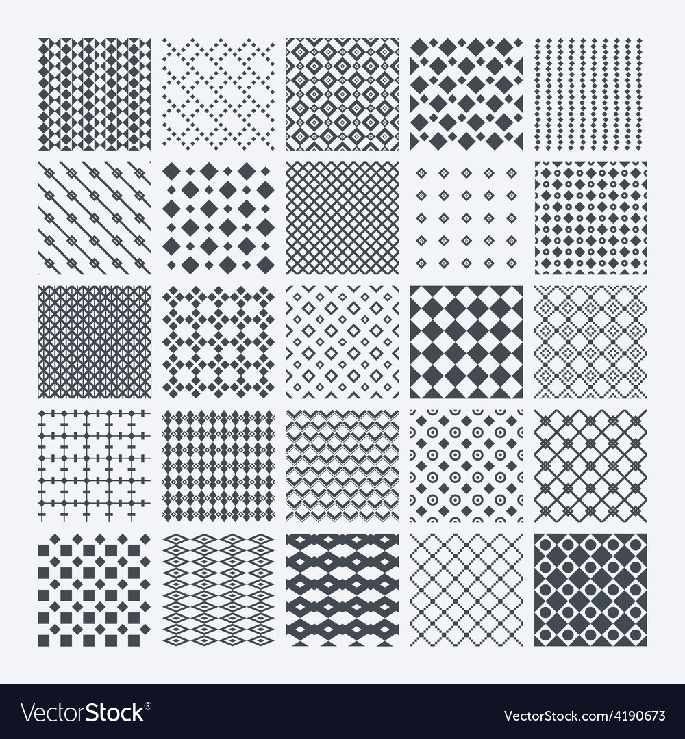Geometric monochrome pattern set Royalty Free Vector Image