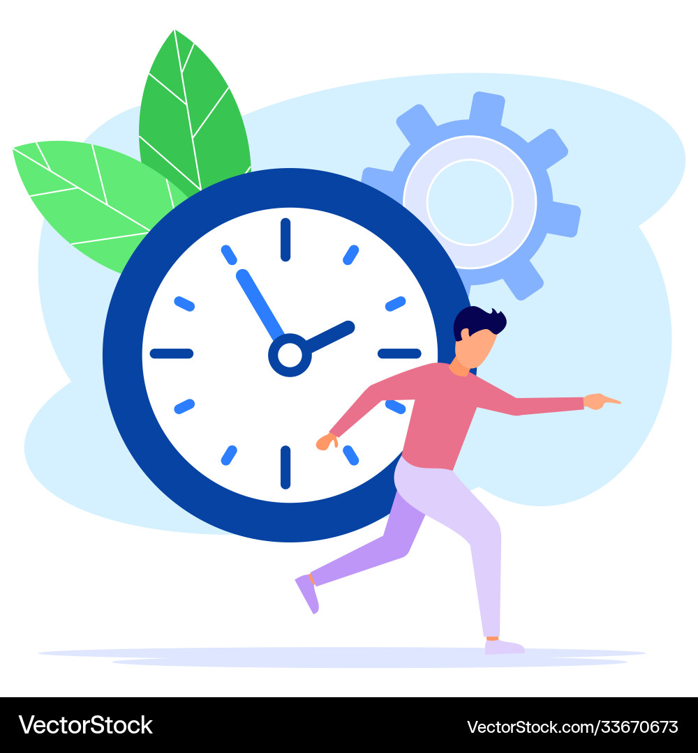 Graphic cartoon character time management Vector Image