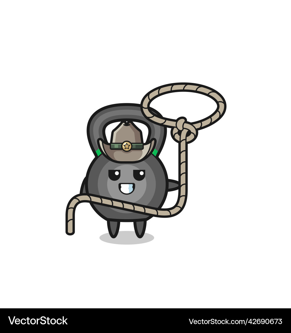 Kettlebell cowboy with lasso rope Royalty Free Vector Image