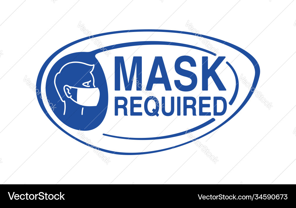 Mask required warning prevention sign Royalty Free Vector