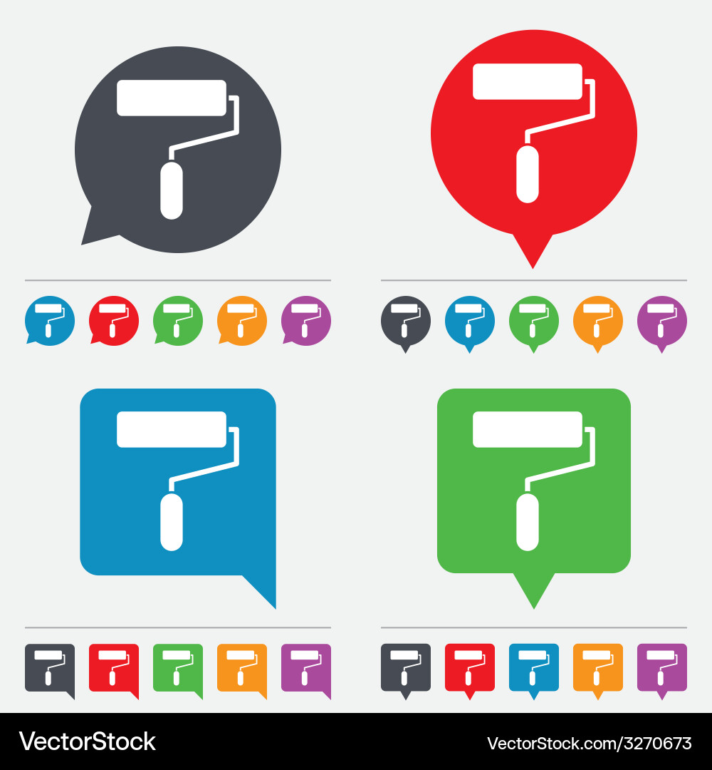 Paint roller sign icon painting tool symbol Vector Image