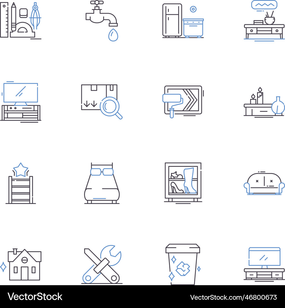 Palace interior line icons collection opulence Vector Image