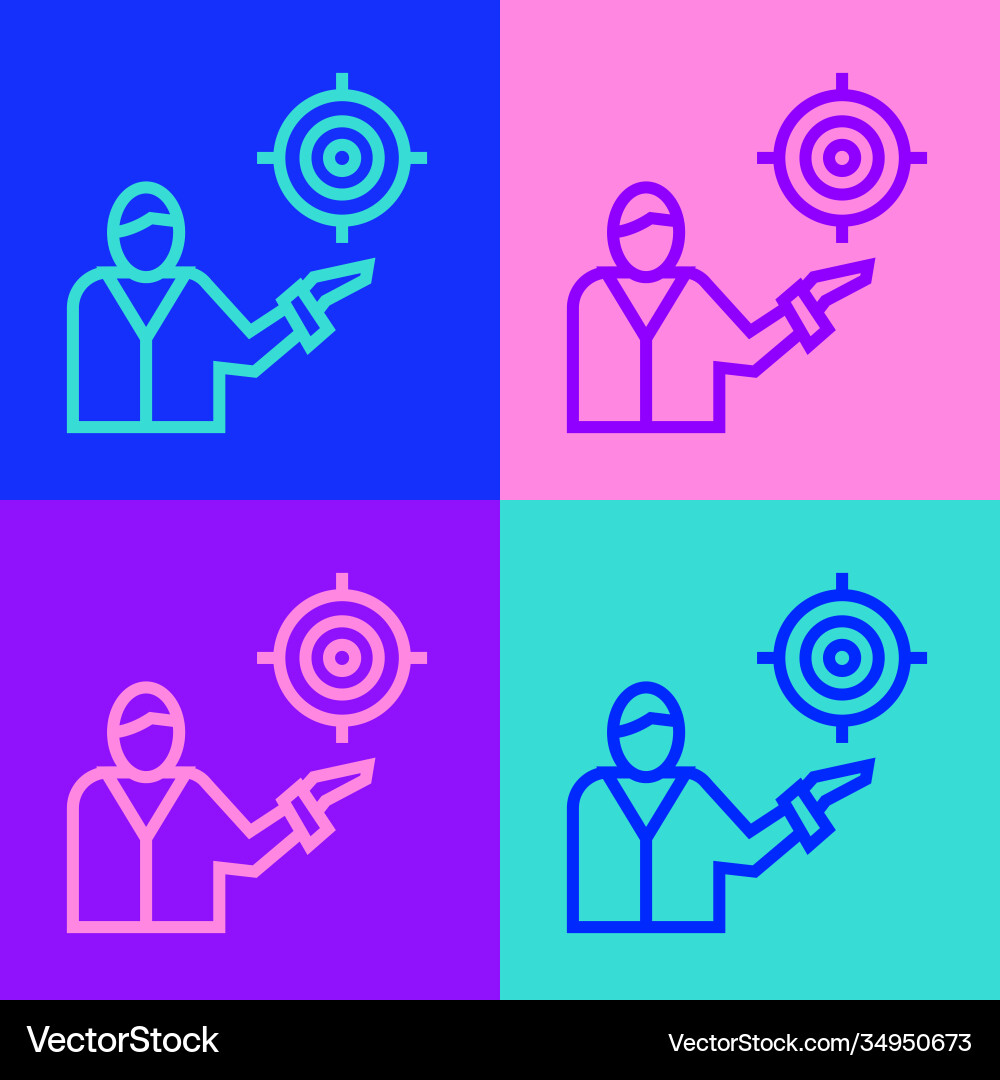 Pop art line marketing target strategy concept Vector Image