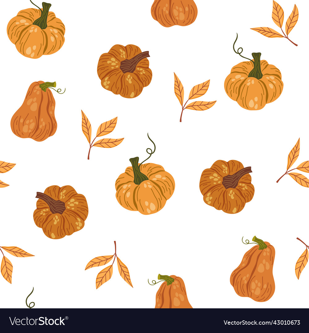 Pumpkins seamless pattern autumn fall Royalty Free Vector