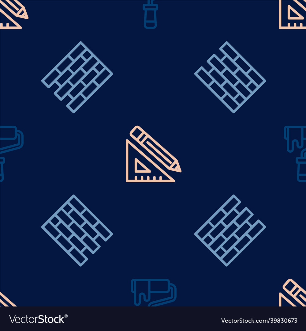 Set line paint roller brush bricks and triangular Vector Image Set line paint roller brush bricks and triangular Vector Image