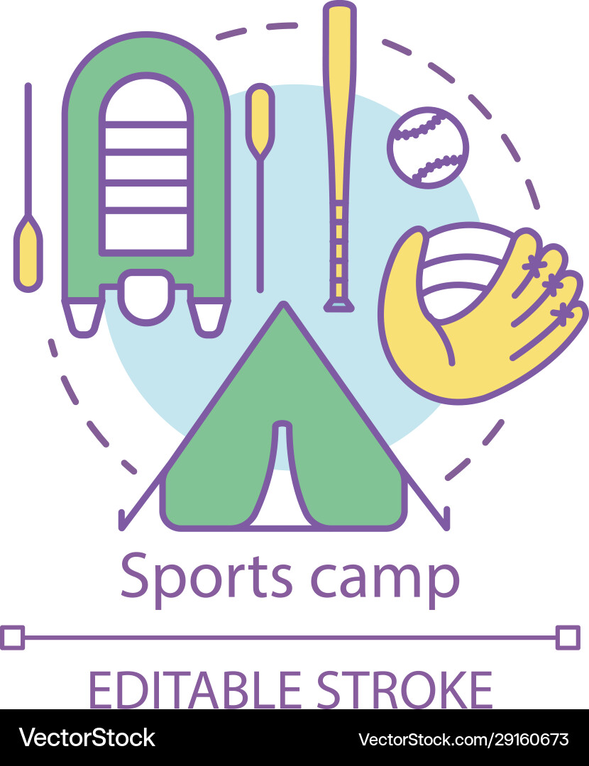 Sports camp concept icon summer active Royalty Free Vector