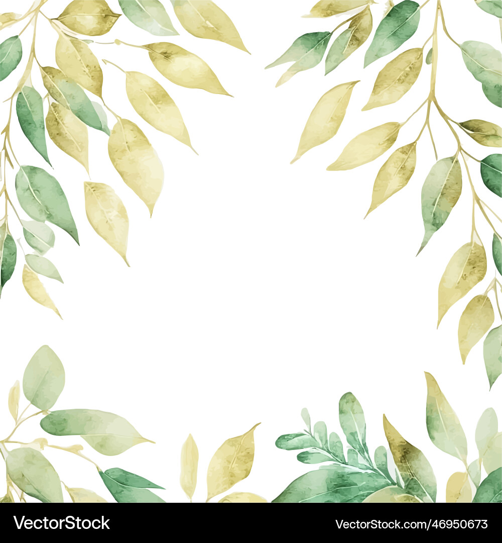 Watercolor floral frame template with copy space Vector Image
