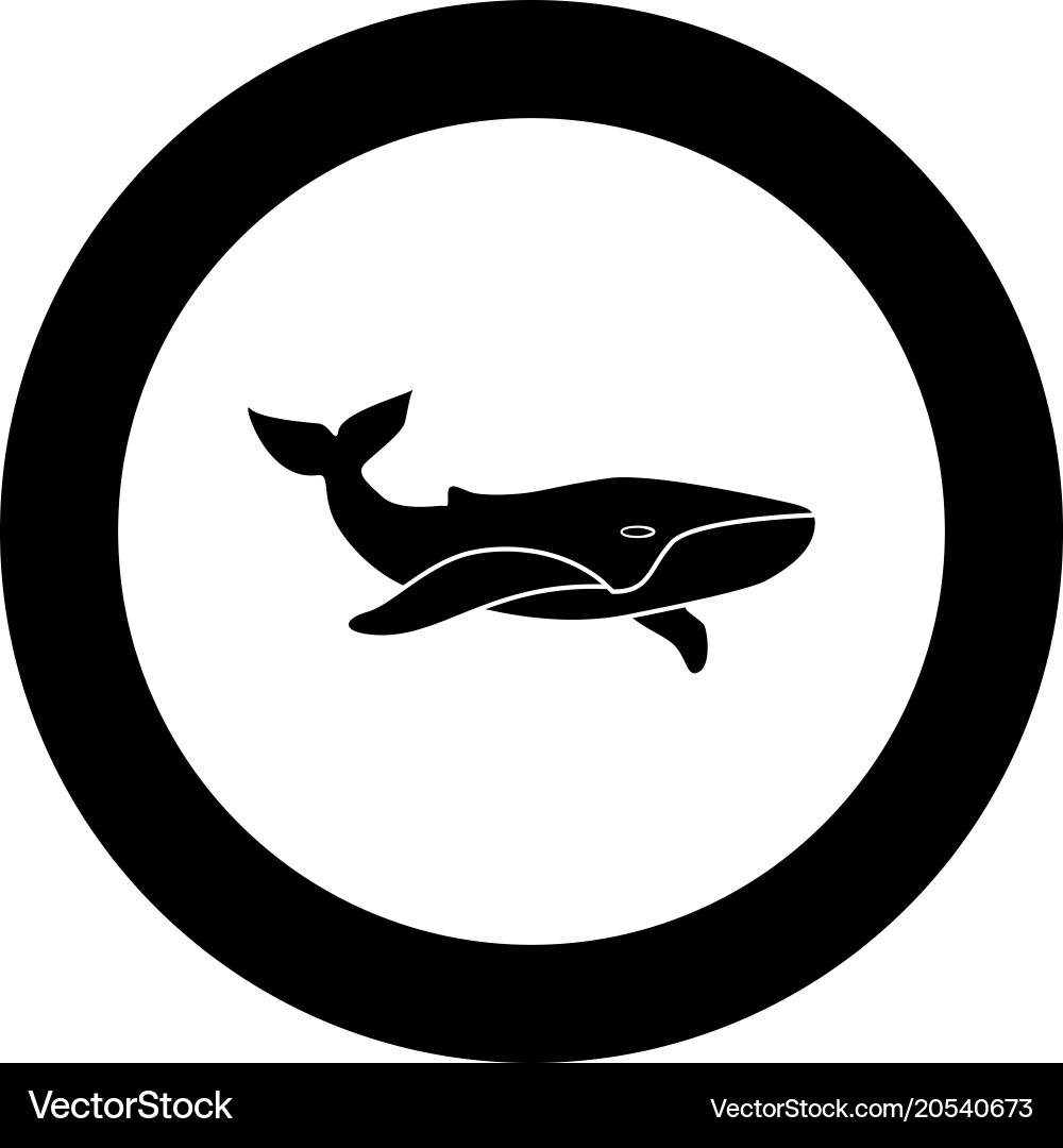 Whale black icon in circle Royalty Free Vector Image