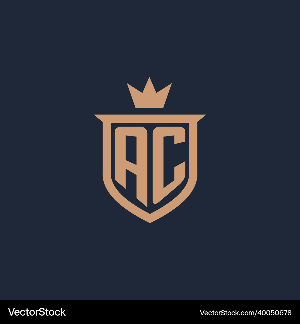 Ac monogram initial logo with shield and crown Vector Image