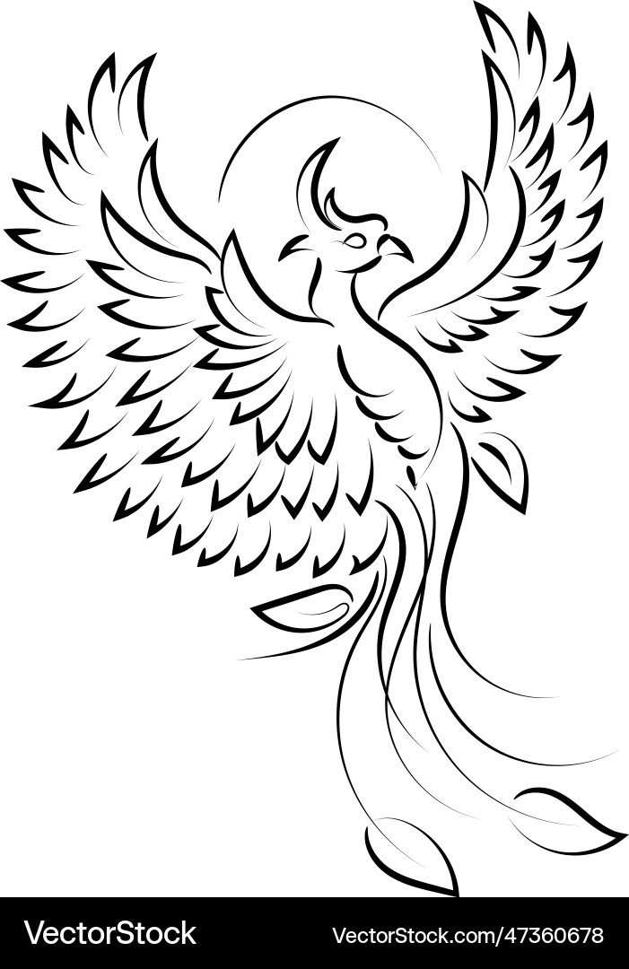 Beautiful and elegant phoenix tattoo design idea Vector Image