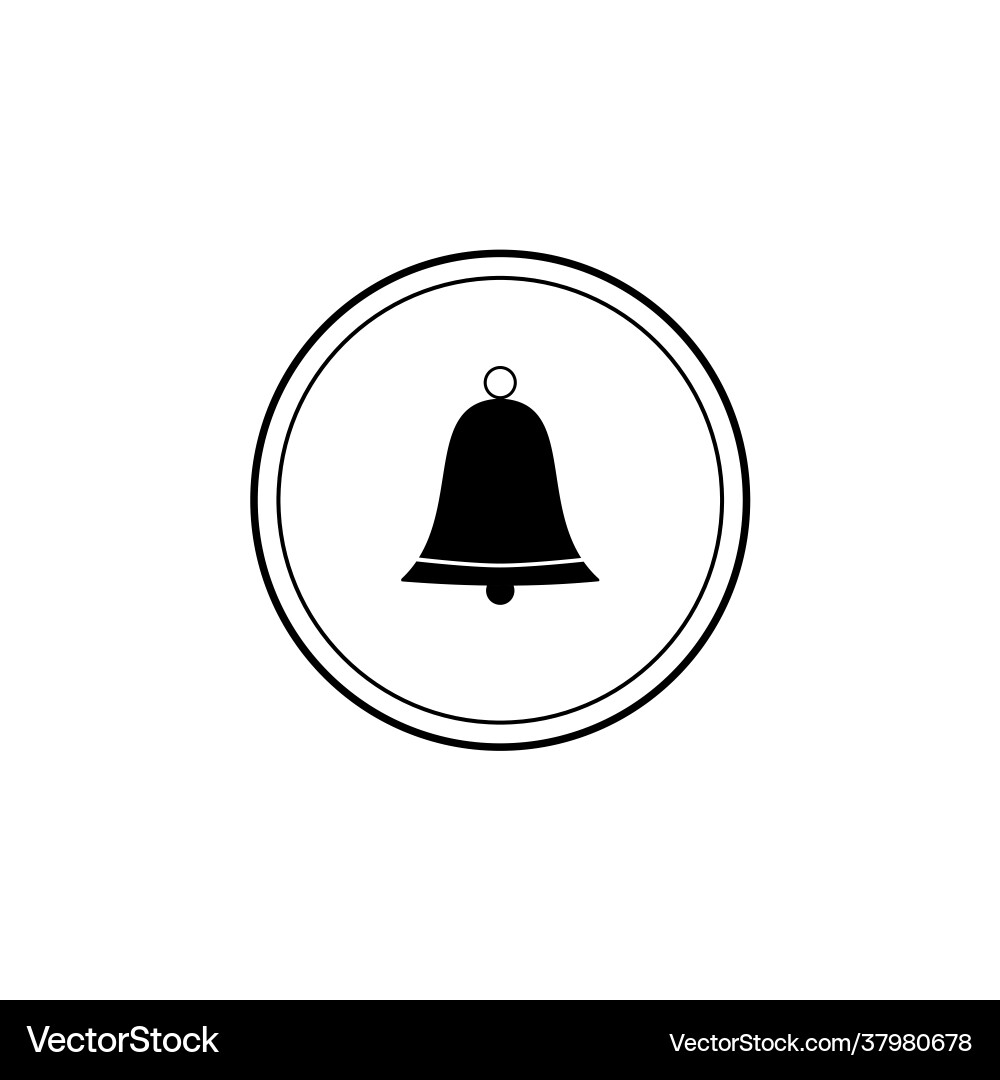 Black bell icon in a circle sign isolated Vector Image