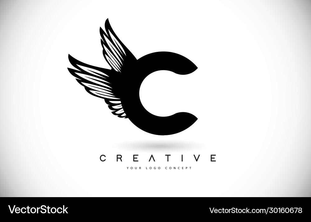 C letter logo with wings creative wing letter Vector Image