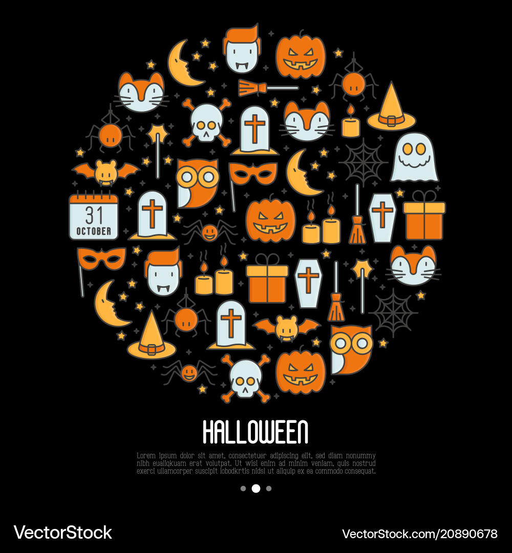 Cartoon halloween concept in circle Royalty Free Vector