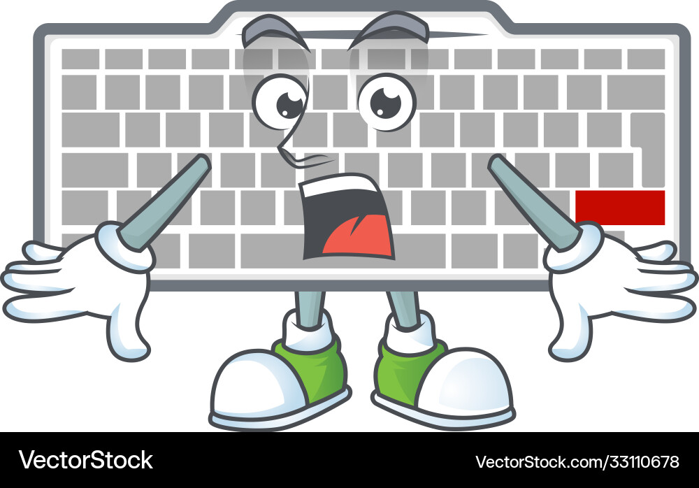 Cartoon white keyboard with a surprised gesture Vector Image