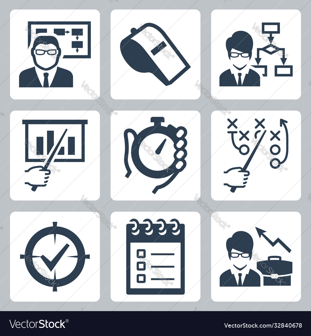 Coaching training and mentoring icon set Vector Image