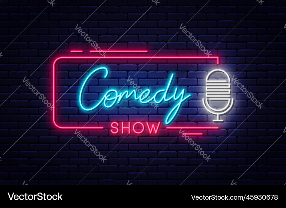 Comedy show neon signboard stand up Royalty Free Vector