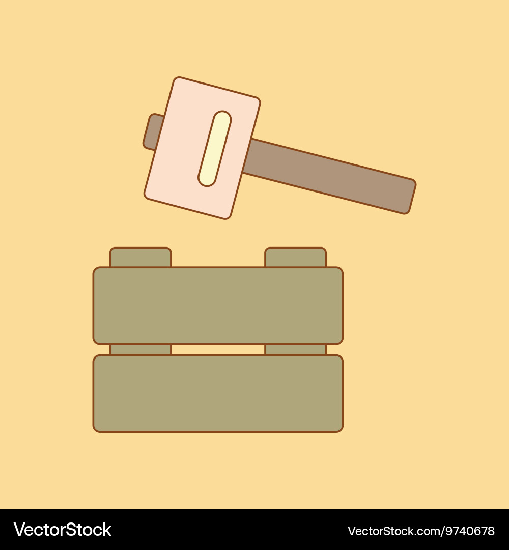 Flat icon on background kids toy hammer Royalty Free Vector