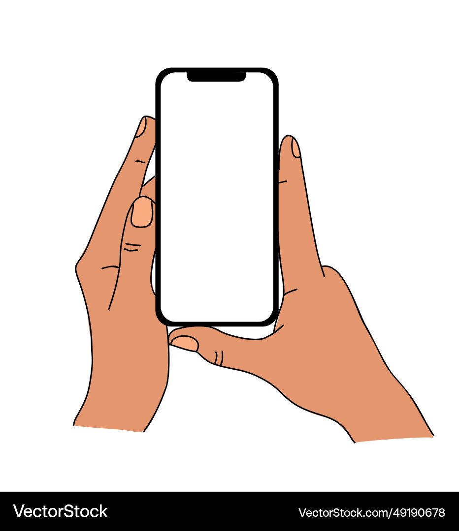 Hand holding mobile phone isolated on white Vector Image