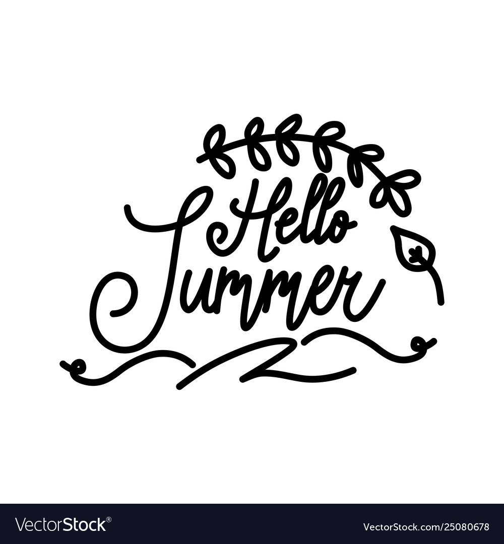 Hello summer script text design template Vector Image