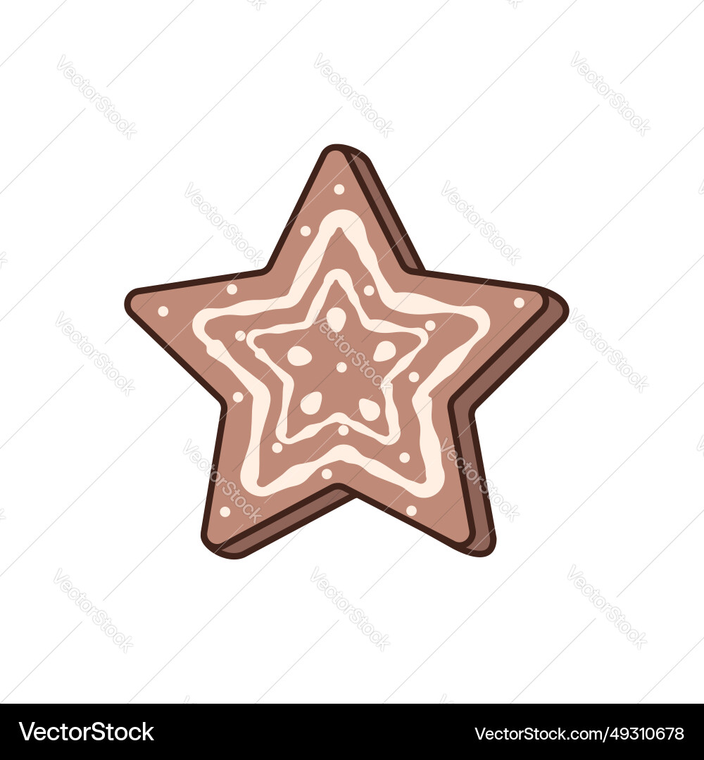 Isolated christmas gingerbread star with glaze Vector Image