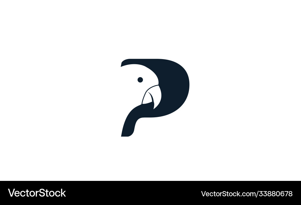 Letter p or initial p for parrot bird logo design Vector Image