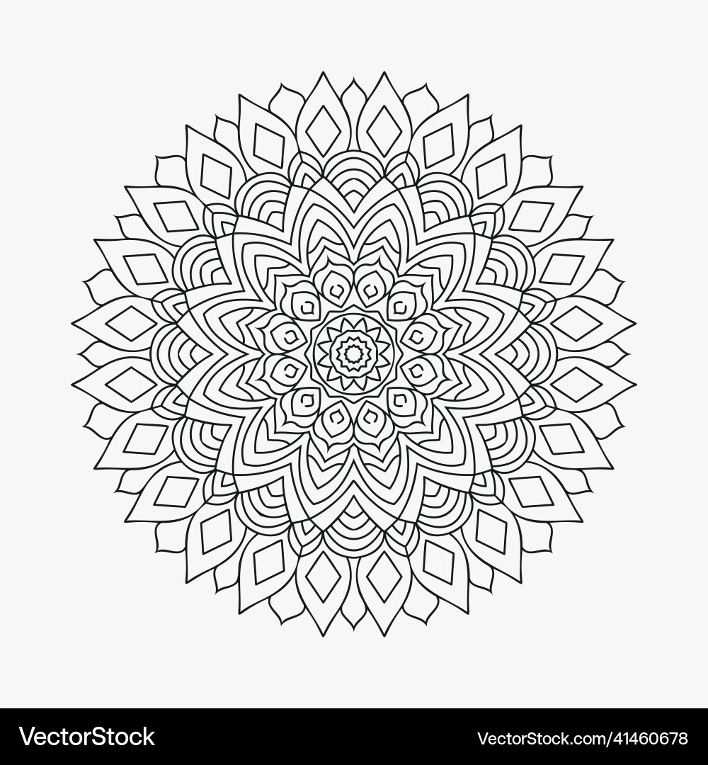 Mandala arabic pattern line art for kids coloring Vector Image