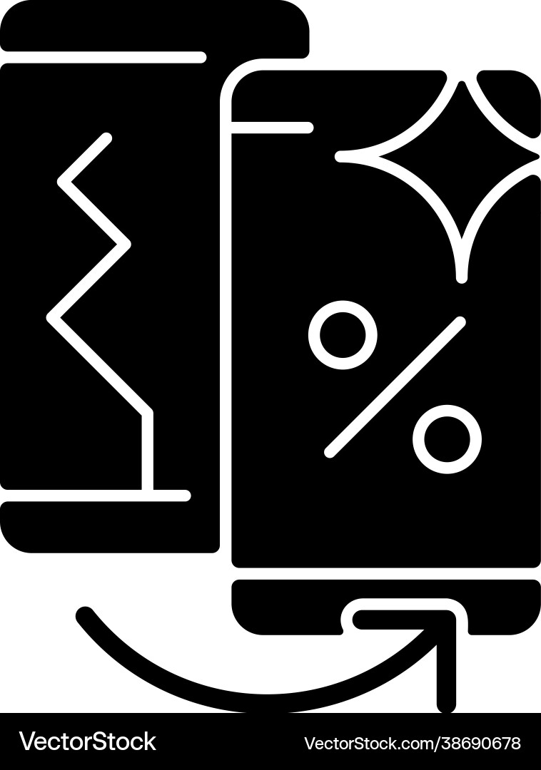 Old phone replacement black glyph icon Royalty Free Vector