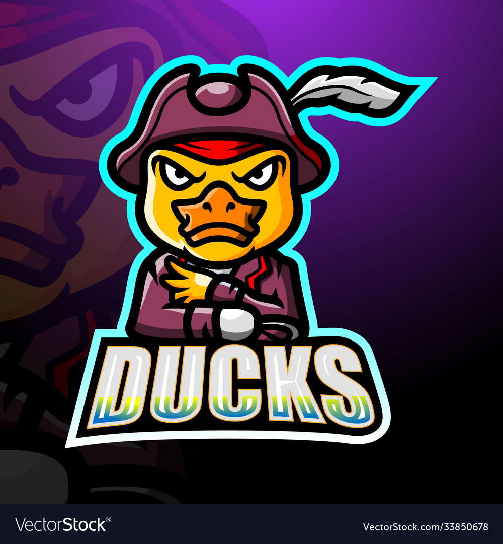 Pirate duck mascot esport logo design Royalty Free Vector