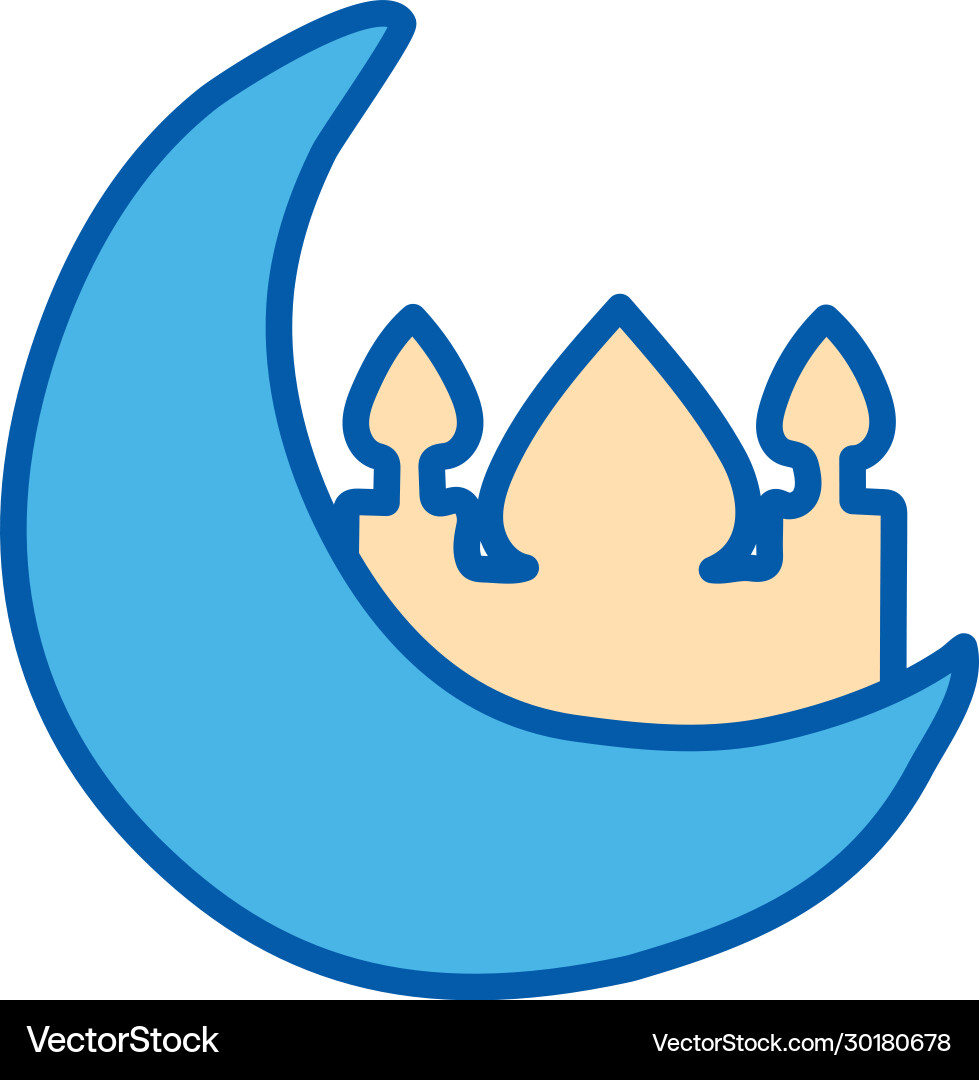 Ramadan moon and mosque line fill style icon Vector Image