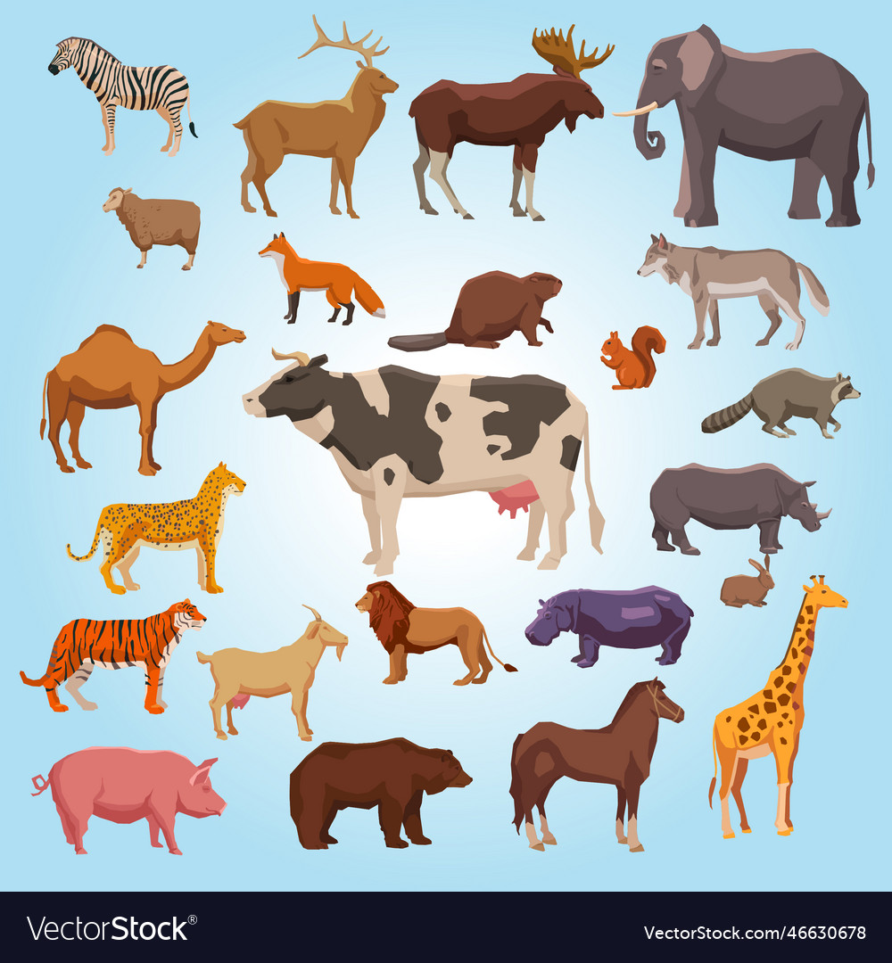 Set of animals Royalty Free Vector Image - VectorStock