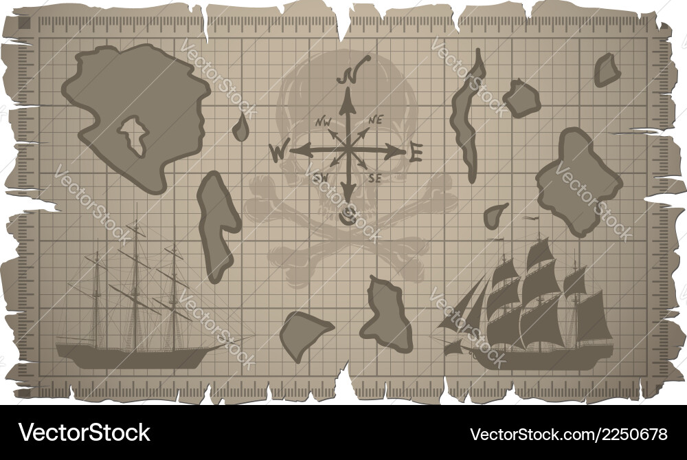 Set of old paper sheets and old map Royalty Free Vector