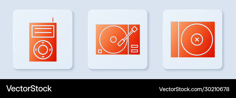 Set vinyl player with a vinyl disk music mp3 Vector Image