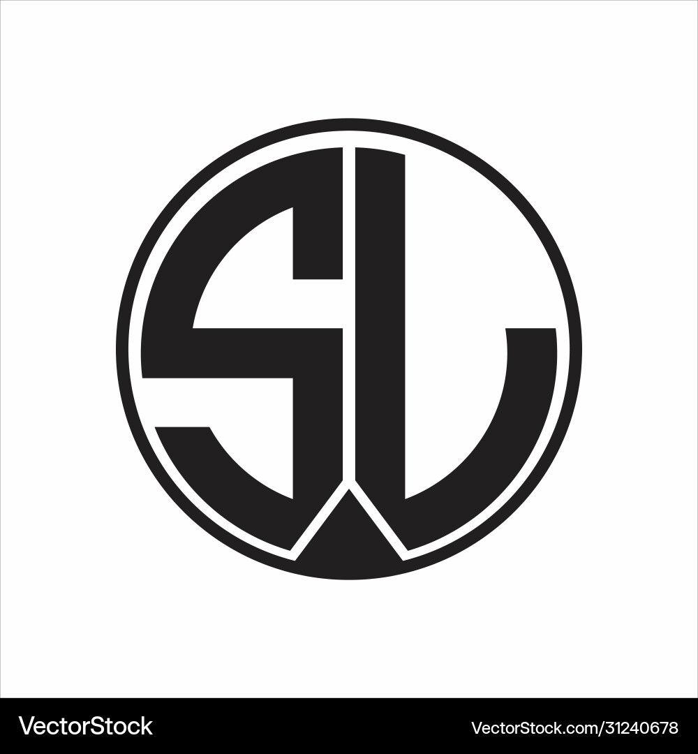 Sl logo monogram circle with piece ribbon style Vector Image