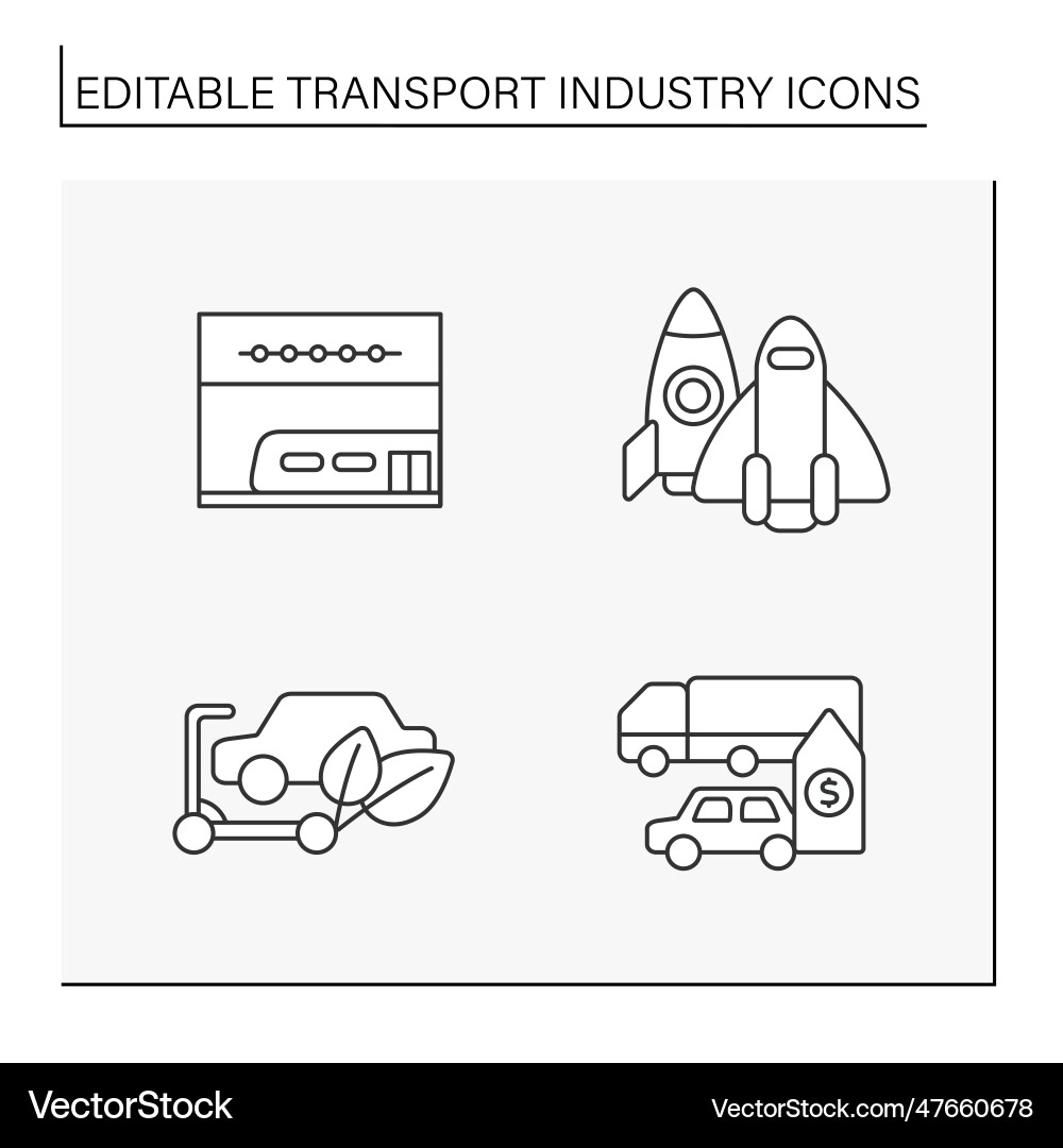 Transport industry line icons set Royalty Free Vector Image