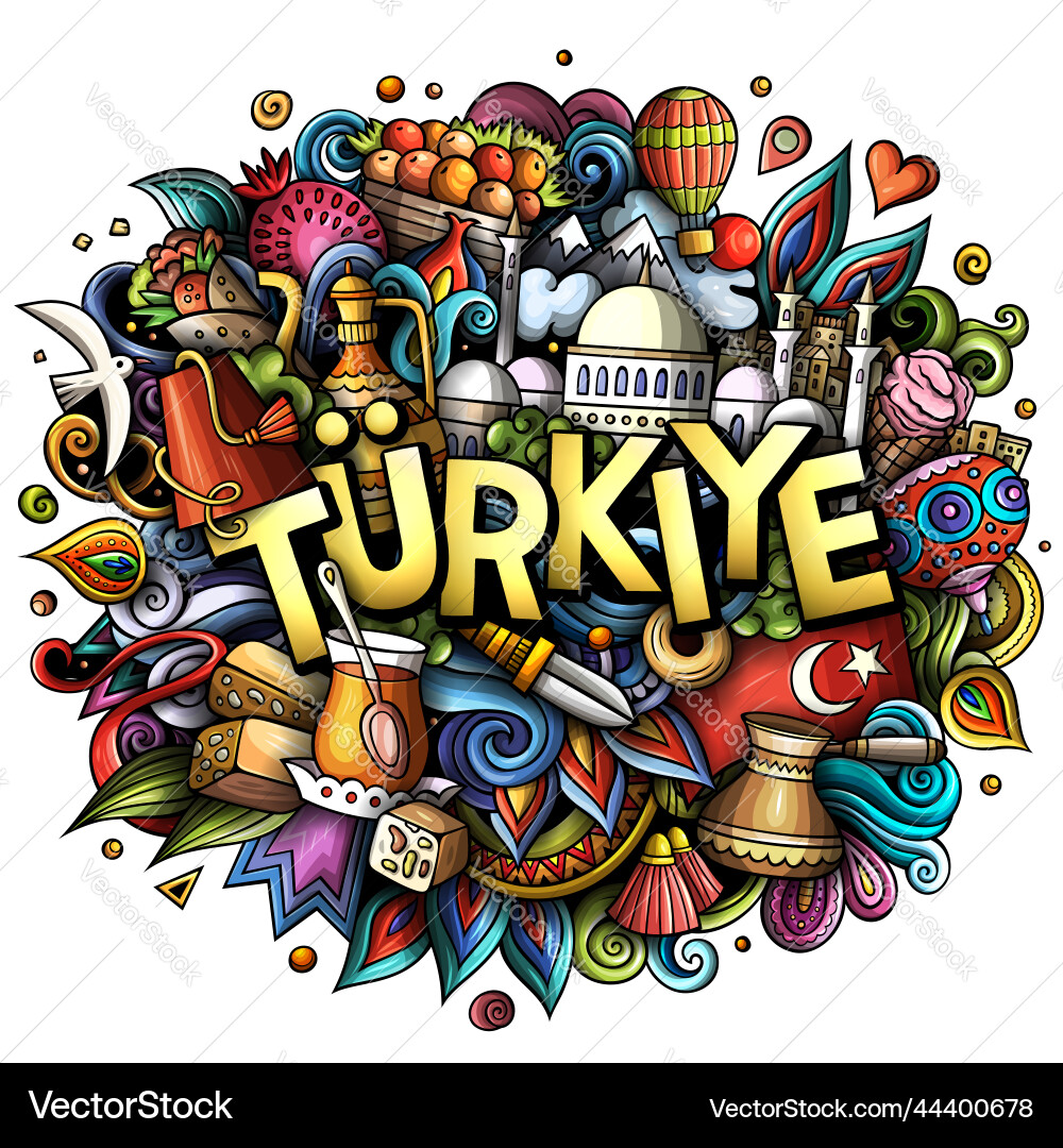 Turkey hand drawn cartoon doodles Royalty Free Vector Image