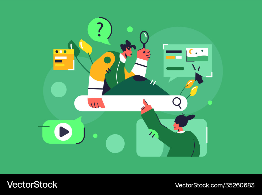 A guy and girl invite users to search Royalty Free Vector